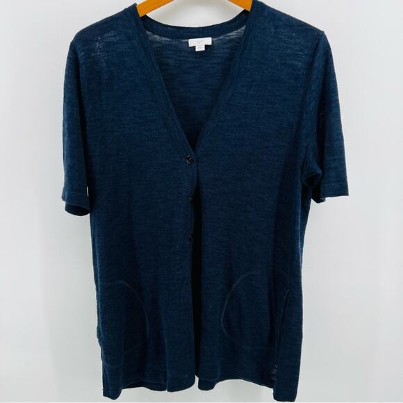 J. Jill | Sweaters | J Jill Linen Blend Navy Cardigan With Pockets Size ...